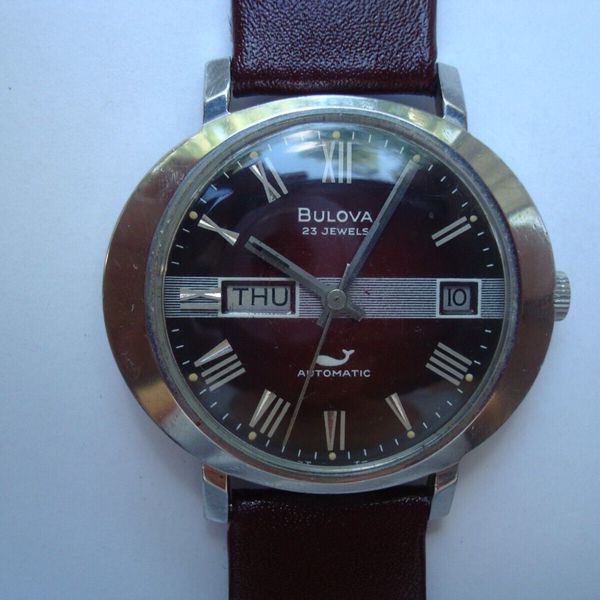 Bulova N2 Sea King Whale Mens Automatic Watch Burgundy Dial D&D QS New ...