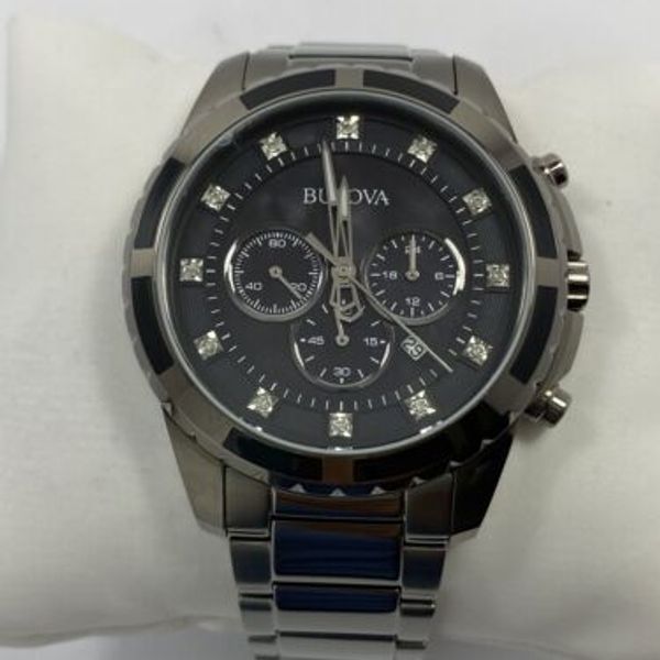 Bulova Chronograph Diamonds Quartz MOP Dial Stainless Steel Men's Watch ...