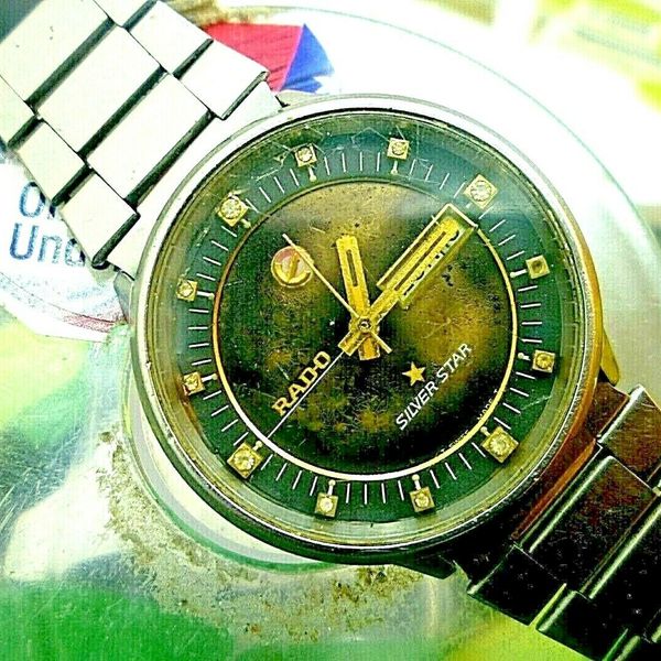 Mens 37mm RADO SILVER STAR 17j ETA 2878 28800 b/hr 7 1/2" wrist Vintage ...