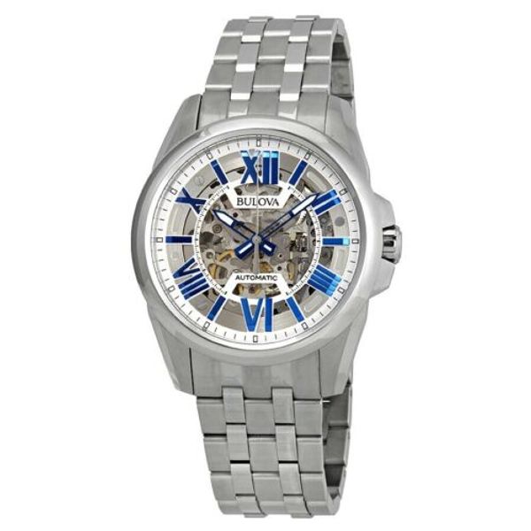 BULOVA STAINLESS STEEL SKELETON AUTOMATIC WATCH 96A187 *BRAND NEW ...