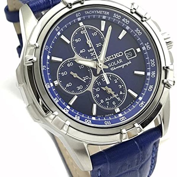 SEIKO Seiko Solar Chronograph Photovoltaic Blue Genuine Leather Set ...