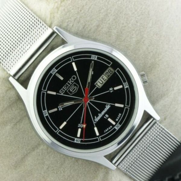 Vintage Seiko 5 black 6319 automatic men's Japan working wrist watch ...