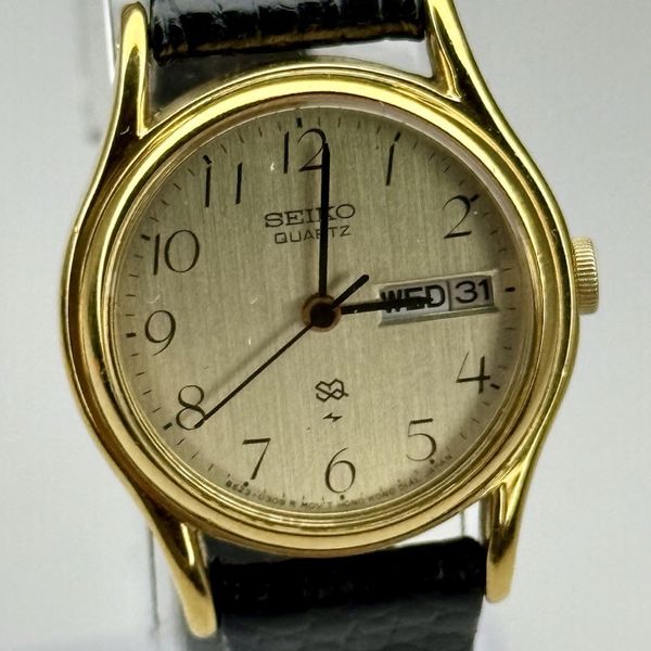 Vintage Seiko SQ Watch 8523-0309 Womens 25mm Gold Tone Dial Day/Date ...