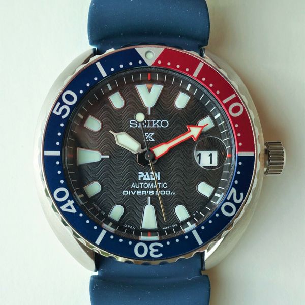 Seiko Prospex SRPC41J1 PADI Mini Turtle Red/Blue Pepsi USED wristwatch ...