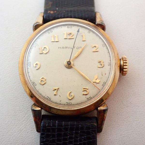 VINTAGE MENS HAMILTON 18 JEWEL 10k GOLD FILLED WRISTWATCH WATCH PARTS ...