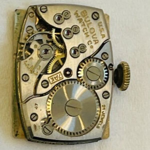 Vintage Mens Bulova Watch Movement Caliber 7AK 21 Jewels Works ...