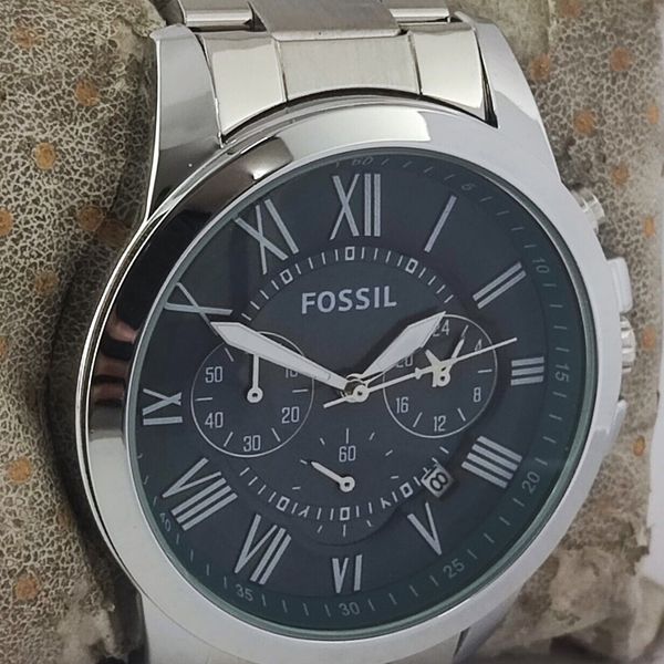 Luxury Fossil Men Chronograph Roman Index Blue Dial 'Date' Quartz ...