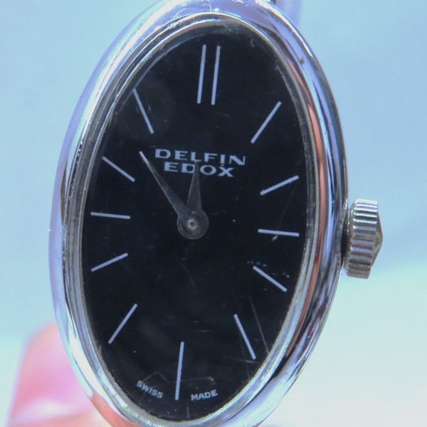 EDOX VINTAGE DELFIN EDOX WOMEN'S CUFF WATCH SWISS MADE 17 JEWELS ...