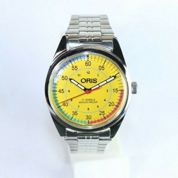 VINTAGE ORIS YELLOW DIAL SHOCK PROOF HAND WINDING 17 JEWELS MEN'S WRIST WATCH | WatchCharts ...