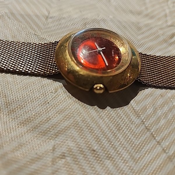 Vintage Timex Ladies Electric Watch Red Dial Old Untested | WatchCharts ...
