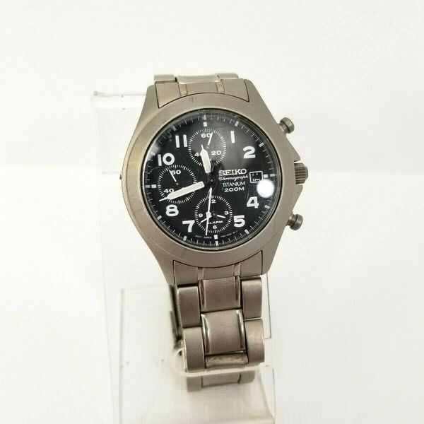 Seiko Chronograph Titanium 7T62-0BZ0 Titanium Alarm Chronograph 200M W ...