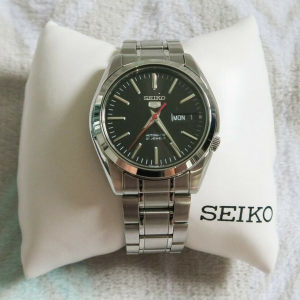 Seiko SNKL45 Men's Black Stainless Steel Automatic Mechanical 21 Jewel ...