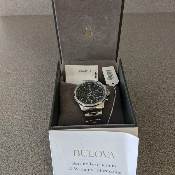 Bulova Men's 96B336 Chronograph Black Dial Stainless Steel Watch **NWT ...