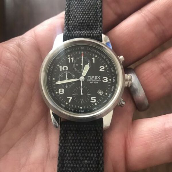 Vintage TIMEX SR 927 W CELL Pilot Chronograph Steel New Strap + Battery! | WatchCharts Marketplace