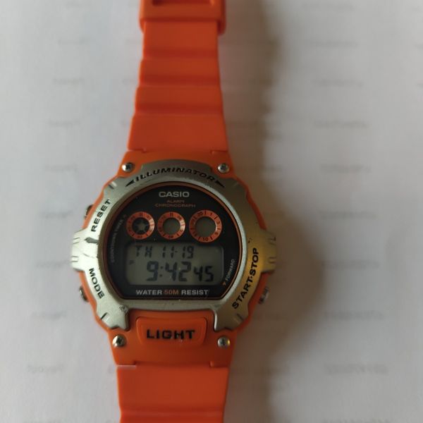 Casio. Digital Unisex Watch. Model W-214H. In Orange Colour ...