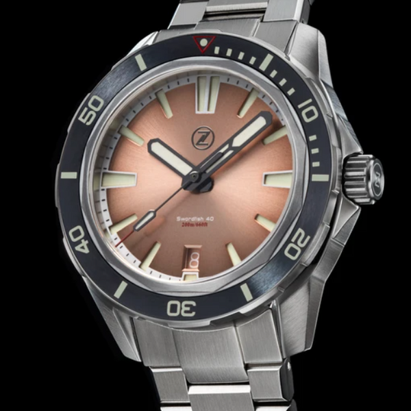 Zelos Swordfish 40mm Automatic Watch, Stunning Salmon Dial Limited and ...