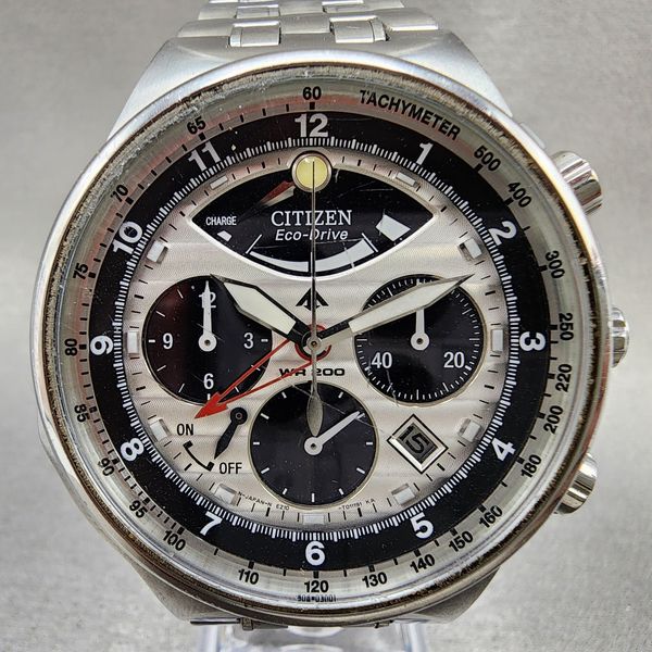 Citizen Eco-Drive Caliber 2100 Chronograph Watch Men 46mm White Dial ...