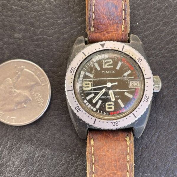 Vintage TIMEX Diver 25M Automatic Manual Black Philippines Small 1974 ...