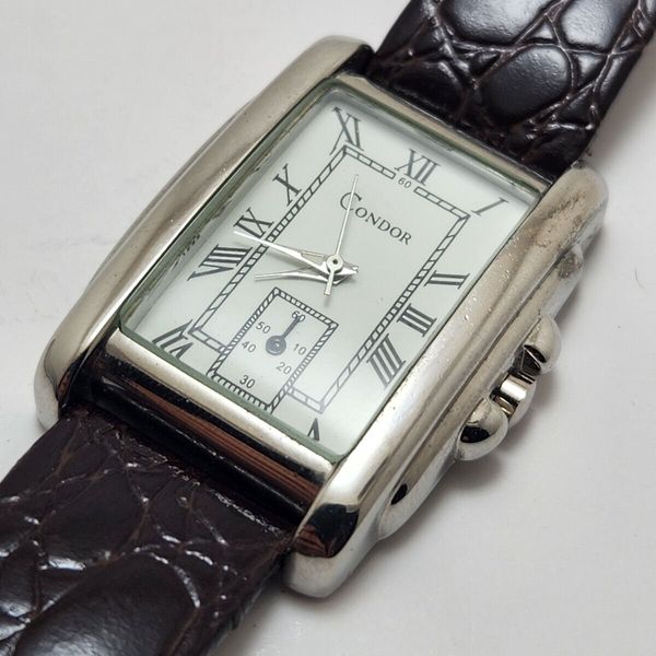 Vintage Beautiful Condor Watch Tank Quartz Works Great + Box ...