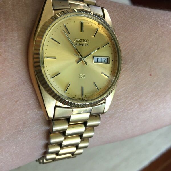 Vintage SEIKO Men's Gold Tone Band Day Quartz Watch 5Y23-8A60-A4 SQ | WatchCharts Marketplace