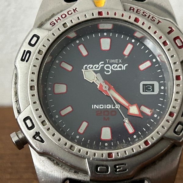 TIMEX REEF GEAR INDIGO 200M DIVERS QUARTZ WATCH - GOOD WORKING ORDER ...