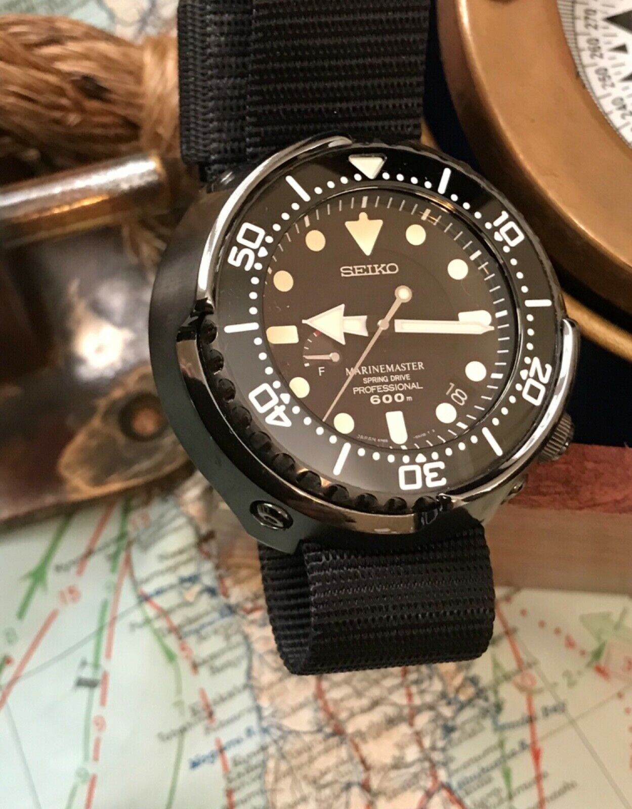 Seiko Marinemaster Tuna Spring Drive 600M SBDB009 Black Titanium Dive ...