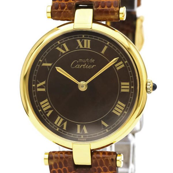 Cartier (CARTIER) Mast Gold Plate Leather Quartz Unisex Watch [Used ...