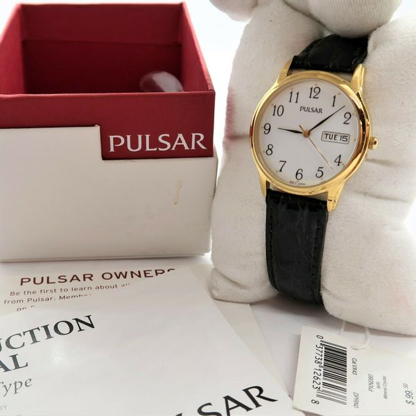 PULSAR,VX43-X023 Quartz Day Date, Stunning Classic Round w/BOX MENS ...