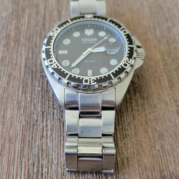 Citizen Mens Silver Tone Eco-Drive 200m Diver, E110-S000122 ...
