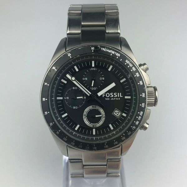 Fossil Mens CH 2600 10 ATM Tachymeter Chronograph Stainless Steel Watch ...