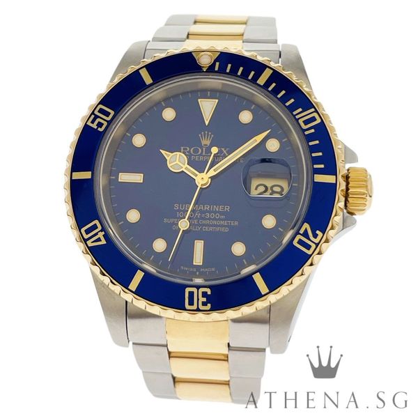 ROLEX 18K HALF YELLOW GOLD ROLESOR OYSTER PERPETUAL SUBMARINER DATE “L ...