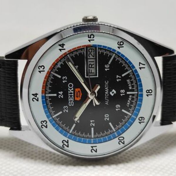 Seiko 5 Automatic 6309A Blue Face Day- Date Japan Made Men's Wrist ...
