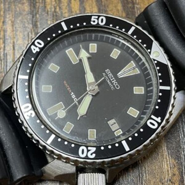 Seiko Men's Black Watch 7002-7000 New Bezel And Strap Automatic Diver ...