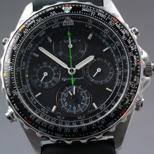 Read [Exc+5] SEIKO Sky Professional SBBP001 7T34-6A20 Black Quartz Mens ...