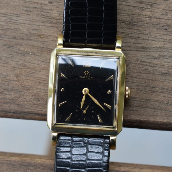 [WTS] 1947 Omega Tank Black Glossy Dial 18k Gold Filled Case ...