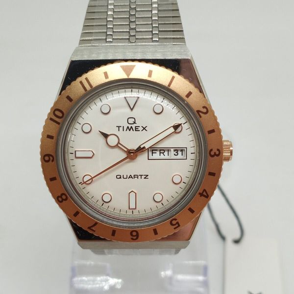 Timex Q Re-issue TW2U95600VQ Unisex 35mm Stainless Steel Day / Date ...