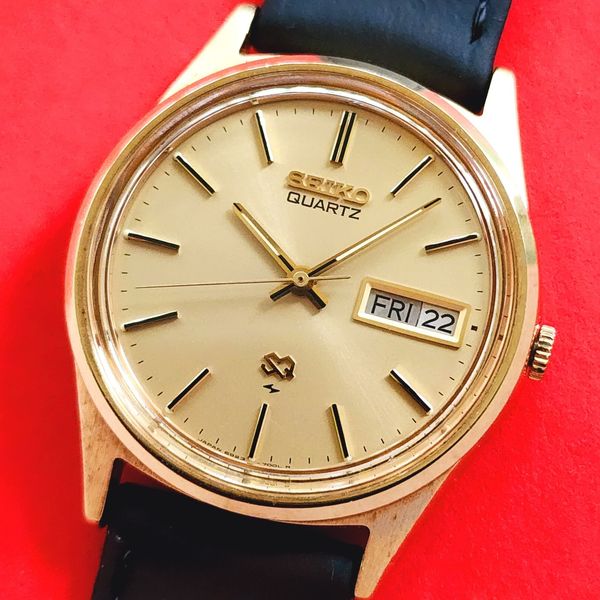 Seiko SQ Day Date Watch Vintage Quartz 6923-7009 Gold Colour & Black Leather | WatchCharts ...