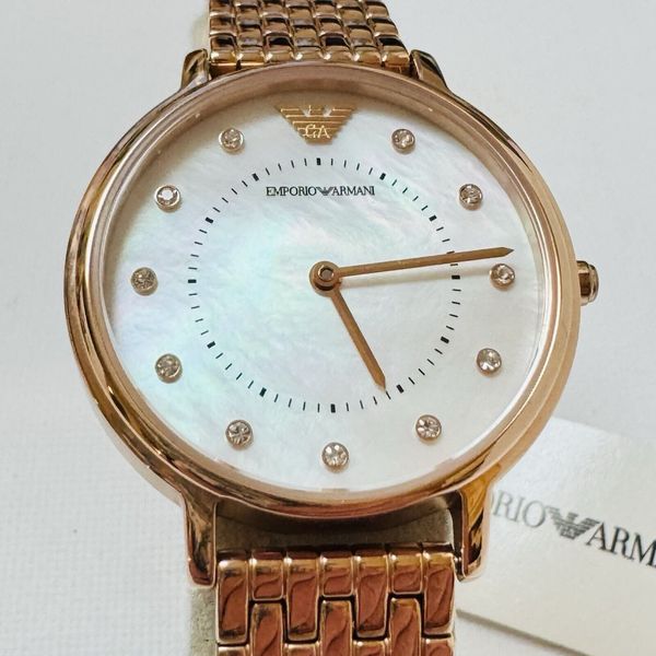 Emporio Armani Kappa Mother Of Pearl Crystals Women's Rose Gold Watch ...