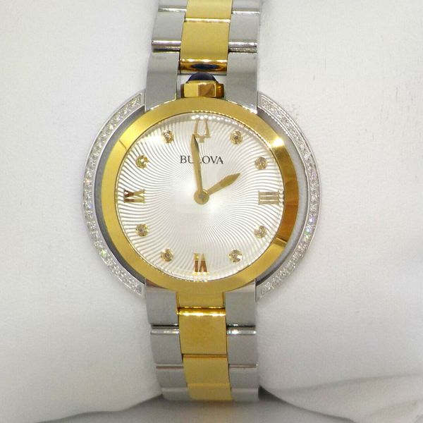 BULOVA RUBAIYAT TWO TONE DIAMOND BEZEL LADIES WATCH 98R246 $995.00 RETAIL | WatchCharts Marketplace