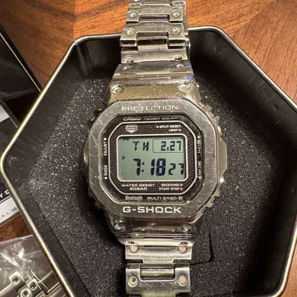 Casio GMW B5000 Stainless Steel Silver Bluetooth solar digital ...