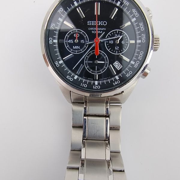 Seiko Chronograph 100m Stainless Steel Men's Wrist Watch Tachymeter ...