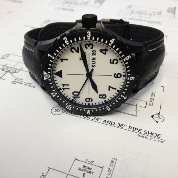 TRADED: Damasko DA47 Black with Full Lume Dial on OEM Leather with PVD ...