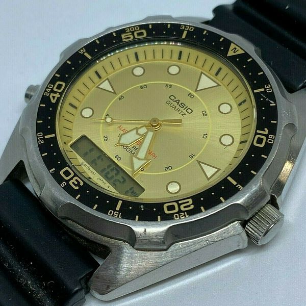 Vintage CASIO Korea AMW-320D Mens Analog Digital Chrono Watch Hours~New ...