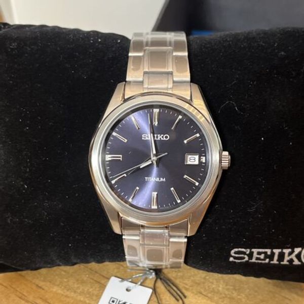 SEIKO Men's Blue Dial ESSENTIAL Titanium 40 mm Watch - SUR373 MSRP ...
