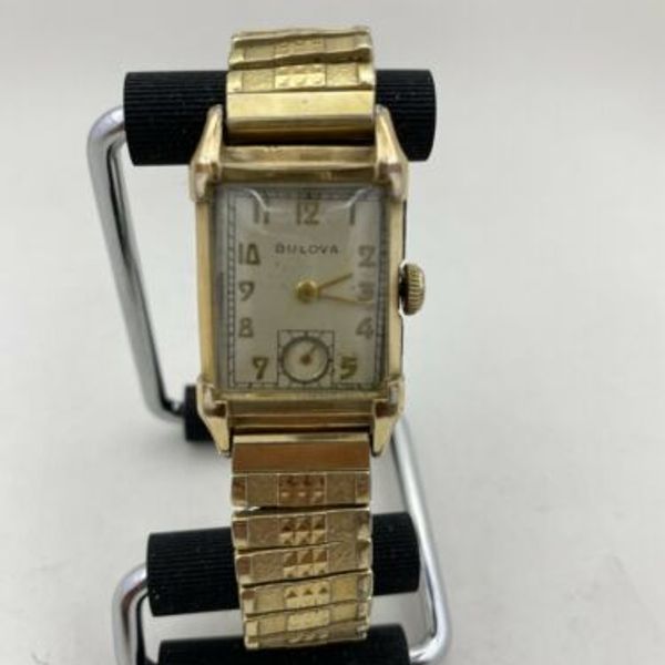 Vintage 1940's Men's Bulova Tank 21j Wristwatch 10k Gold Filled Cal ...