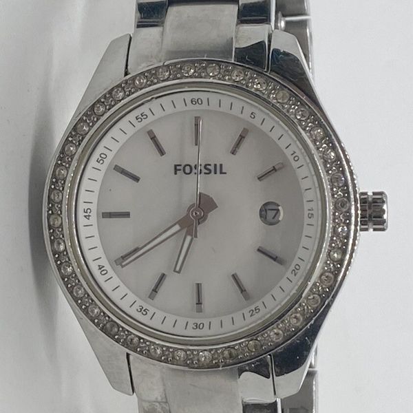 FOSSIL All Steel LADIES Watch New Battery Water Resistant 5ATM 6â Band ...