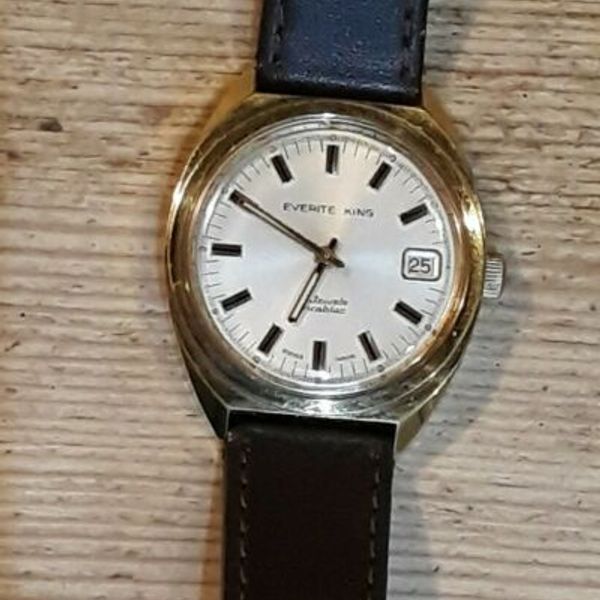 Vintage 1960s Everite King Mens Watch 17 Jewel Incabloc Movement ...