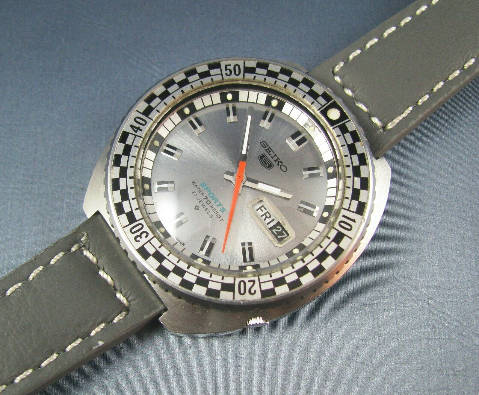 Vintage Seiko 5 Rally Sports Stainless Steel Mens Watch 21J 1970 6119 ...