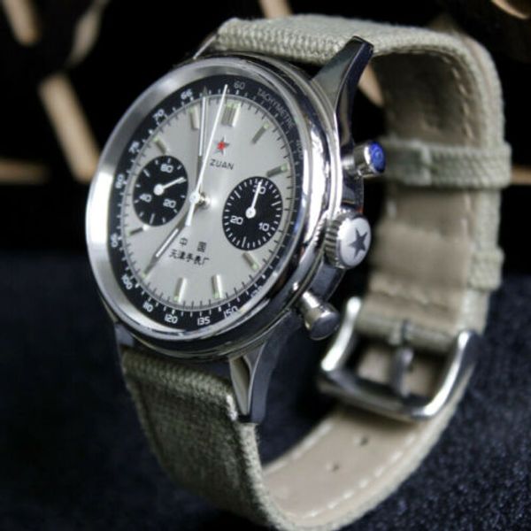 Red Star 1963 Pilot Watch Seagull Panda Movement Mechanical Chronograph ...