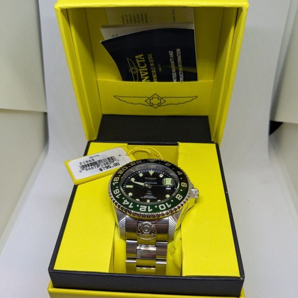 Invicta Grand Diver Automatic Black Dial Sprite Bezel SS Men's Watch ...